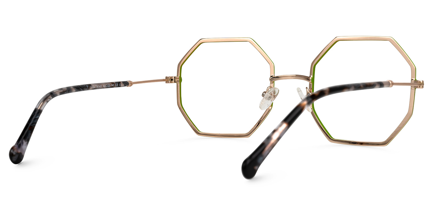 Stuart Geometric Metal Frames (Green) - Beauty & Bubbles Eyewear