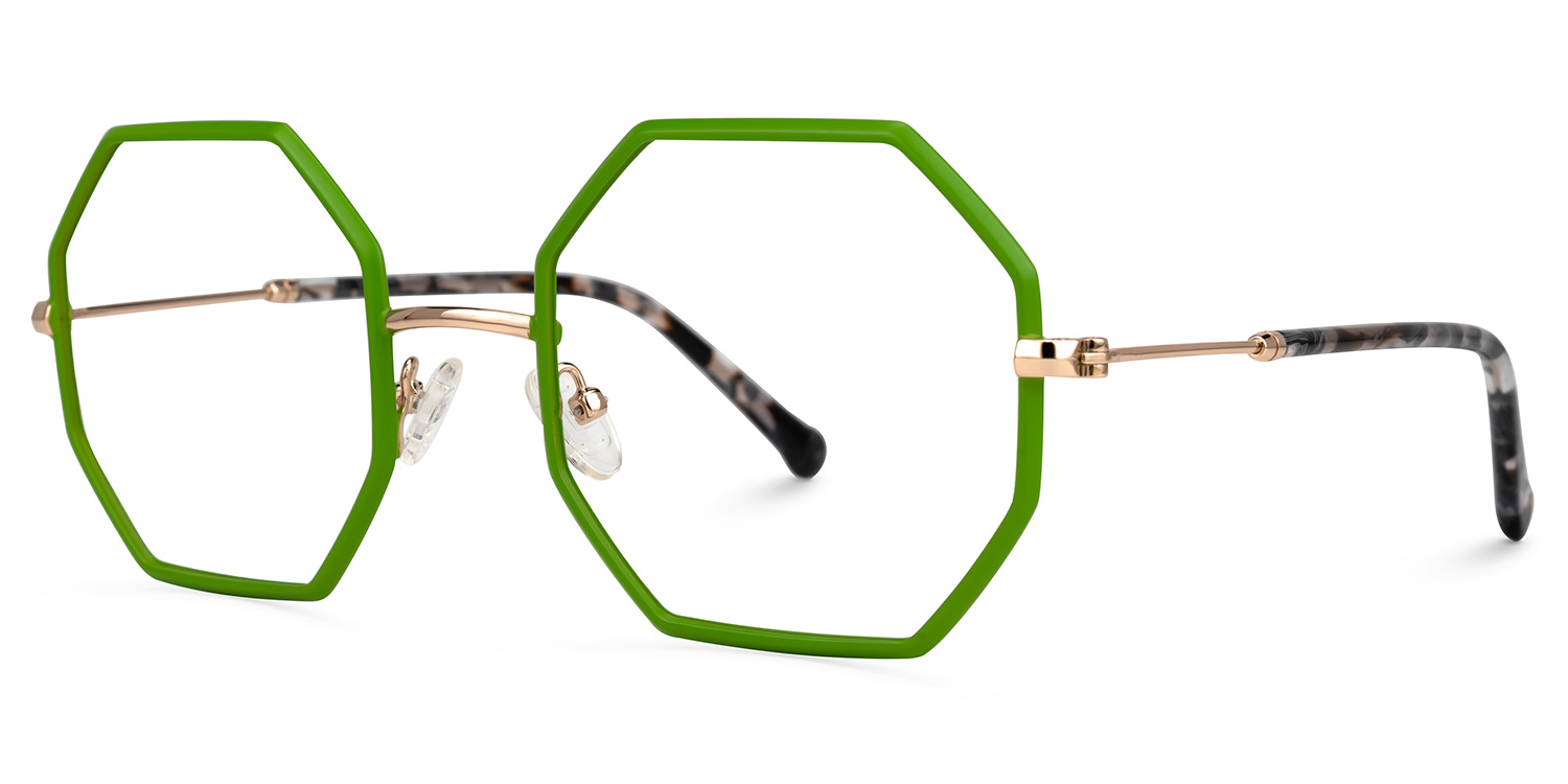 Stuart Geometric Metal Frames (Green) - Beauty & Bubbles Eyewear